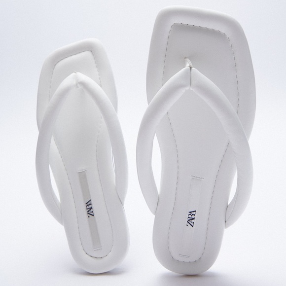 Zara | Shoes | Zara Leather Flat Quilted Sandals Slides Slippers Slip ...